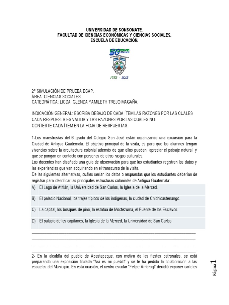 Prueba Ecap | Descargar gratis PDF | El Salvador | Mapa