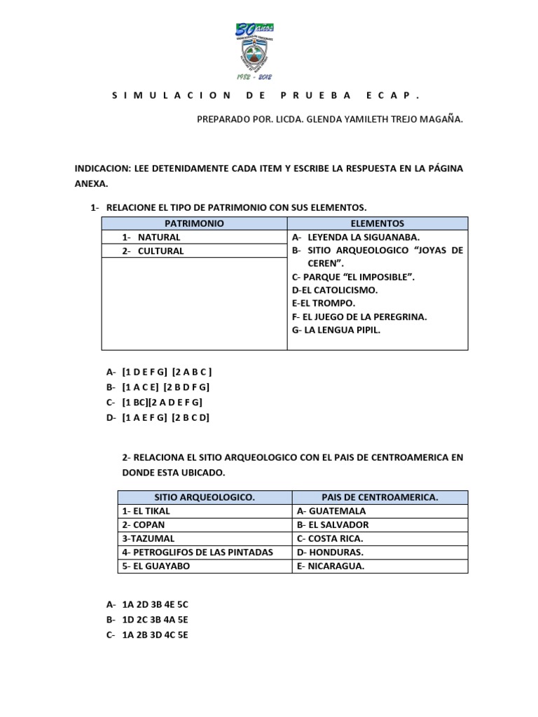 Simulacion de Prueba Ecap | PDF | Centroamérica