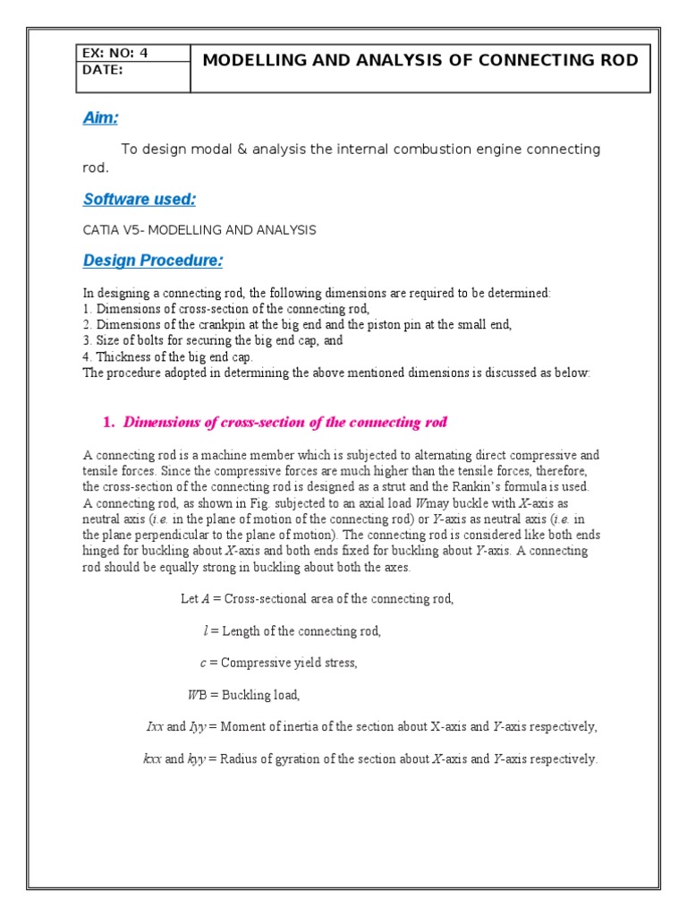 Connecting Rod | PDF | Buckling | Bending
