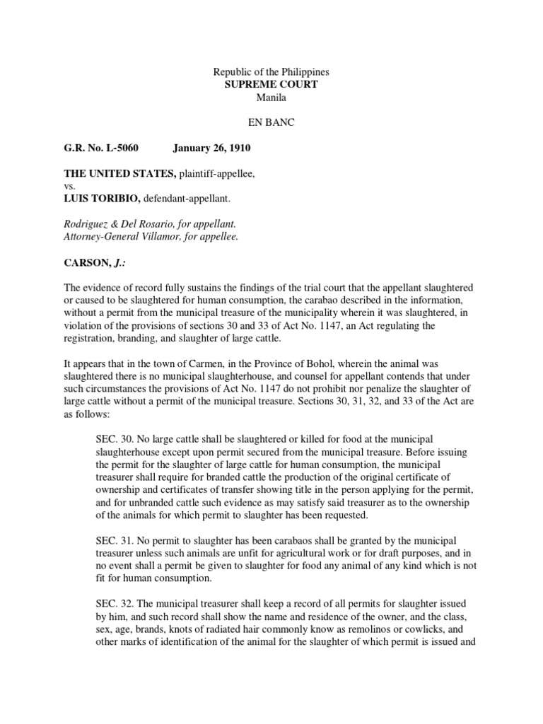 Us Toribio | PDF | Animal Slaughter | Eminent Domain