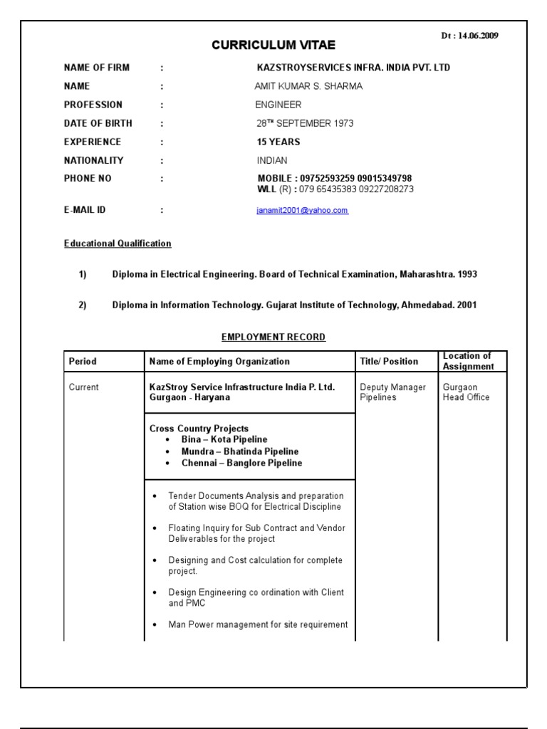 Kss CV | PDF | Gujarat | Engineering