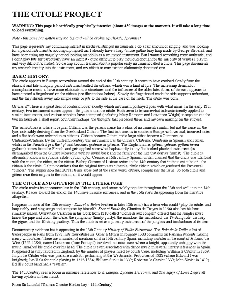 Citole Project | Download Free PDF | String Instruments | Hornbostel Sachs