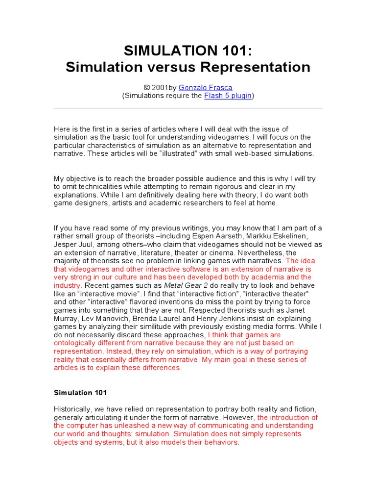 Simulation 101: Simulation Versus Representation: Gonzalo Frasca Flash ...