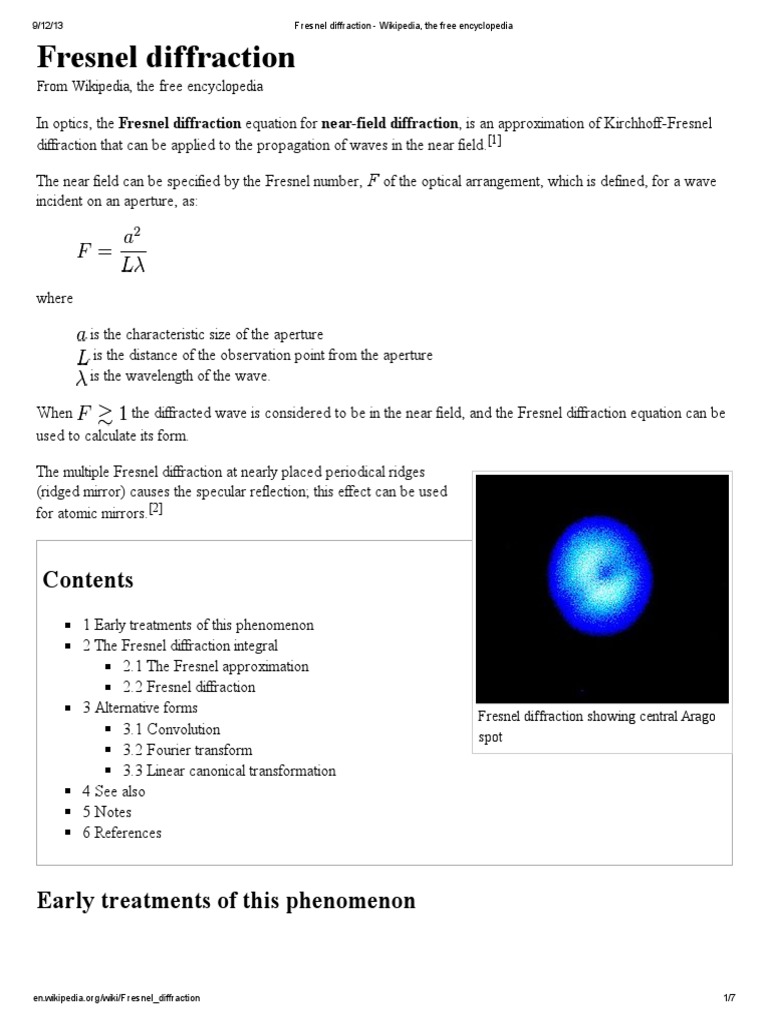 Fresnel Diffraction PDF | PDF