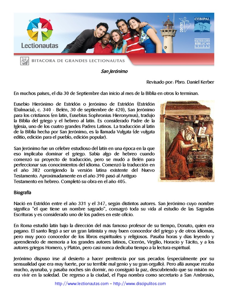 La Vida Y Obra De San Jerónimo El Traductor De La Biblia Al Latín
