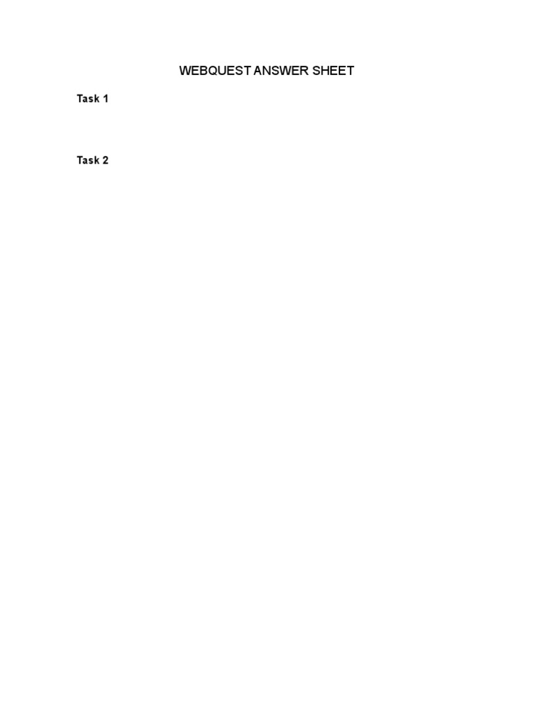Webquest Answer Sheet: Task 1 | PDF