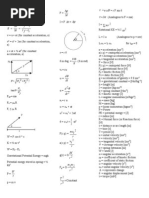 Mechanics Formula Sheet | PDF | Physical Sciences | Physics