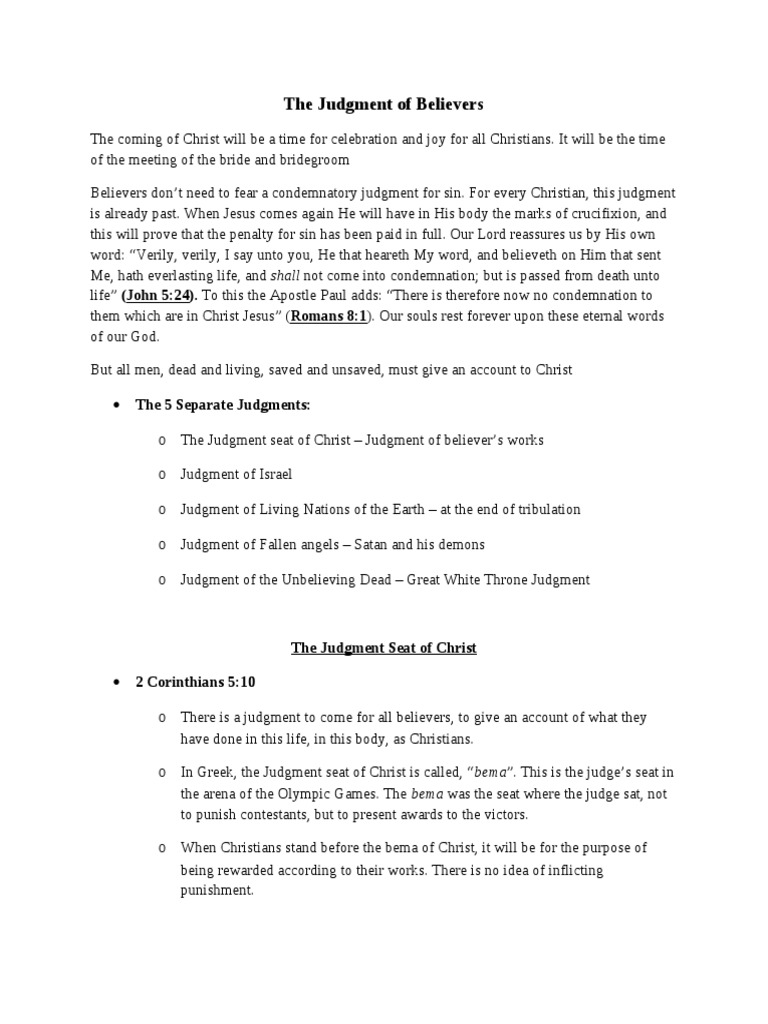 The Judgment of Believers | PDF | Last Judgment | Eternal Life ...