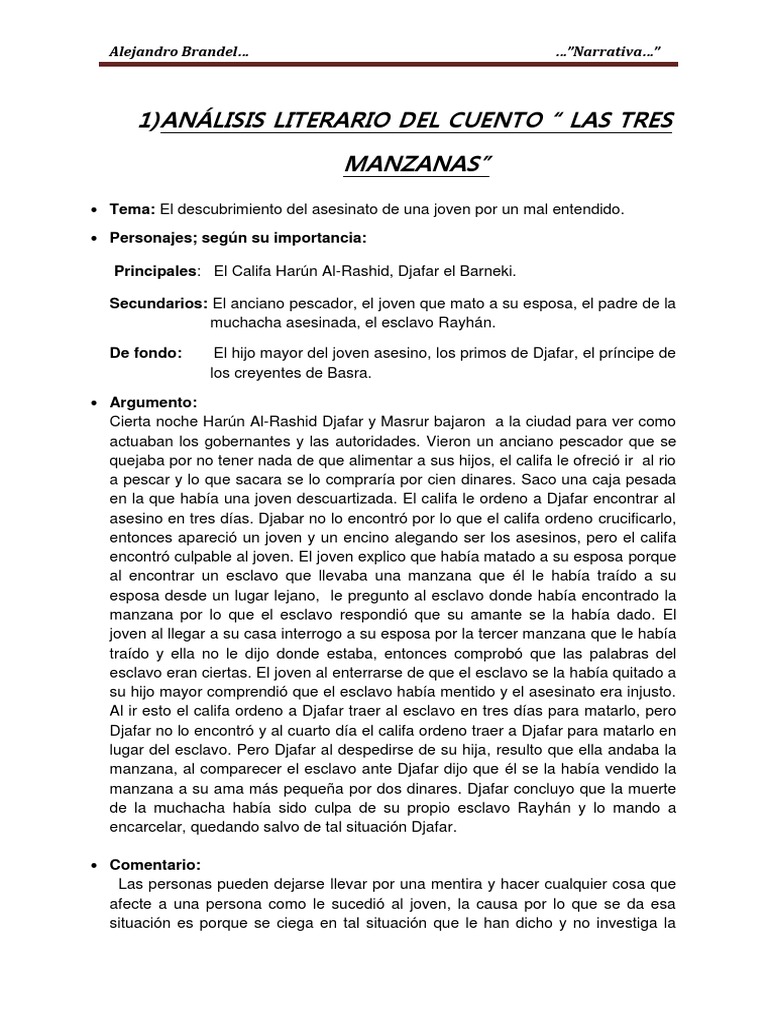 Análisis Literario Del Cuento | PDF | Cuentos | Amor