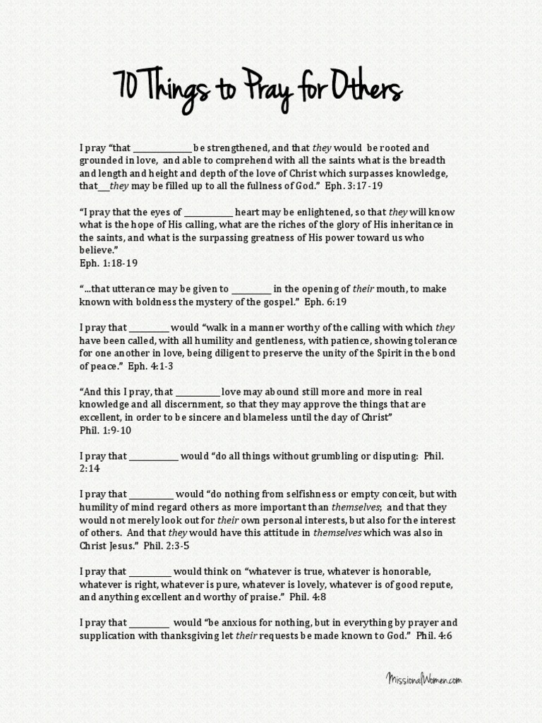 70 Things To Pray For Others From Scripture | PDF | Gospel Of Matthew ...