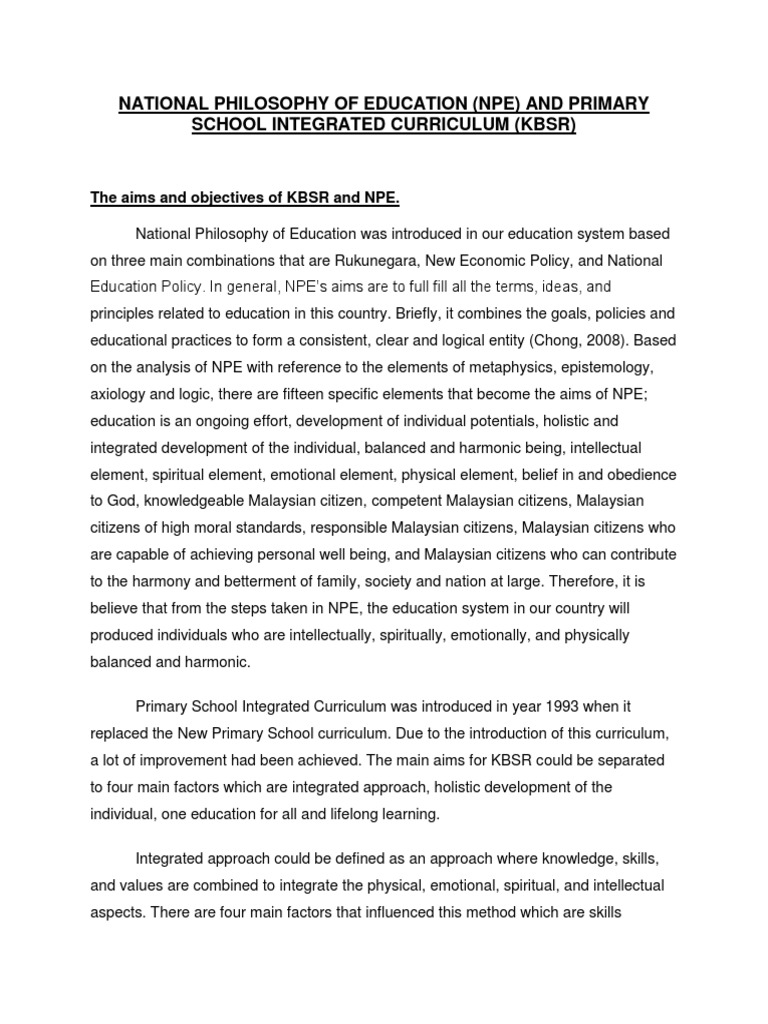 National Philosophy of Education | PDF | Philosophy Of Education | Teachers