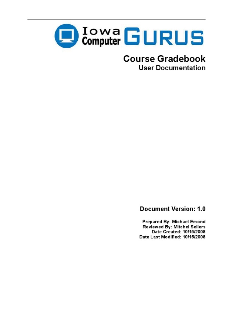 Course Gradebook: User Documentation | PDF | Internet Forum | Documentation