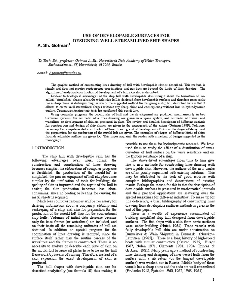 Streamlines Shape Hull PDF | PDF | Curvature | Hull (Watercraft)