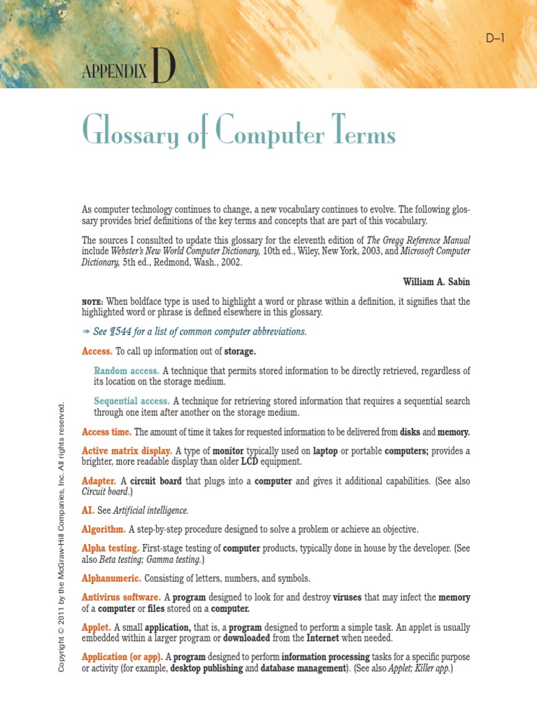 Glossary of Computer | PDF | Bios | World Wide Web