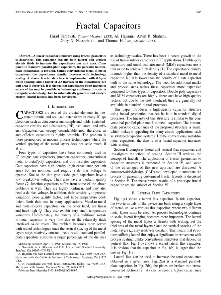 Fractal Capasitors | PDF | Fractal | Capacitor