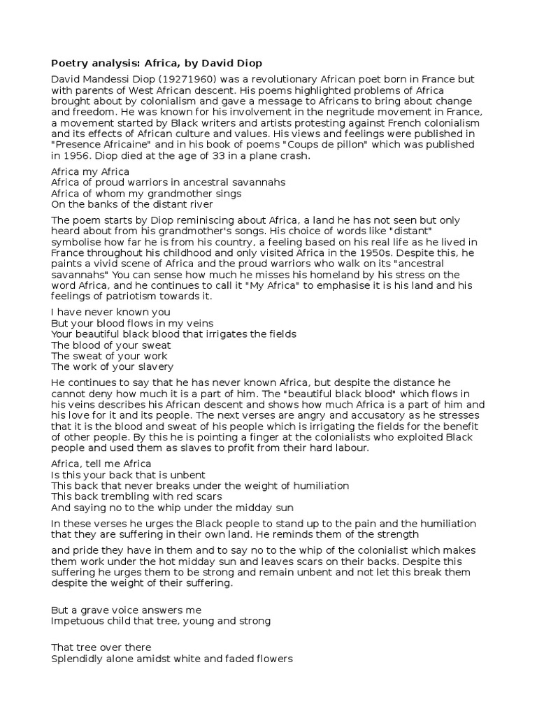 Africa (Poem Analysis) | PDF | Africa | Black People