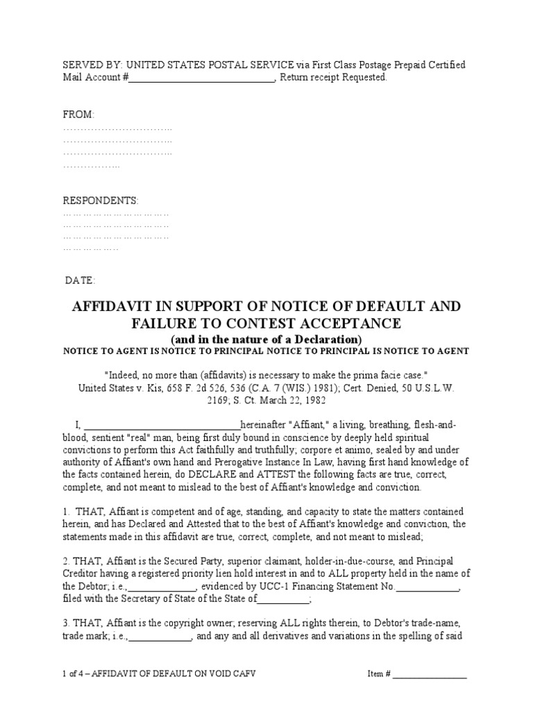 5 Affidavit of Default For Void Cafv Final | PDF | Affidavit | Evidence ...