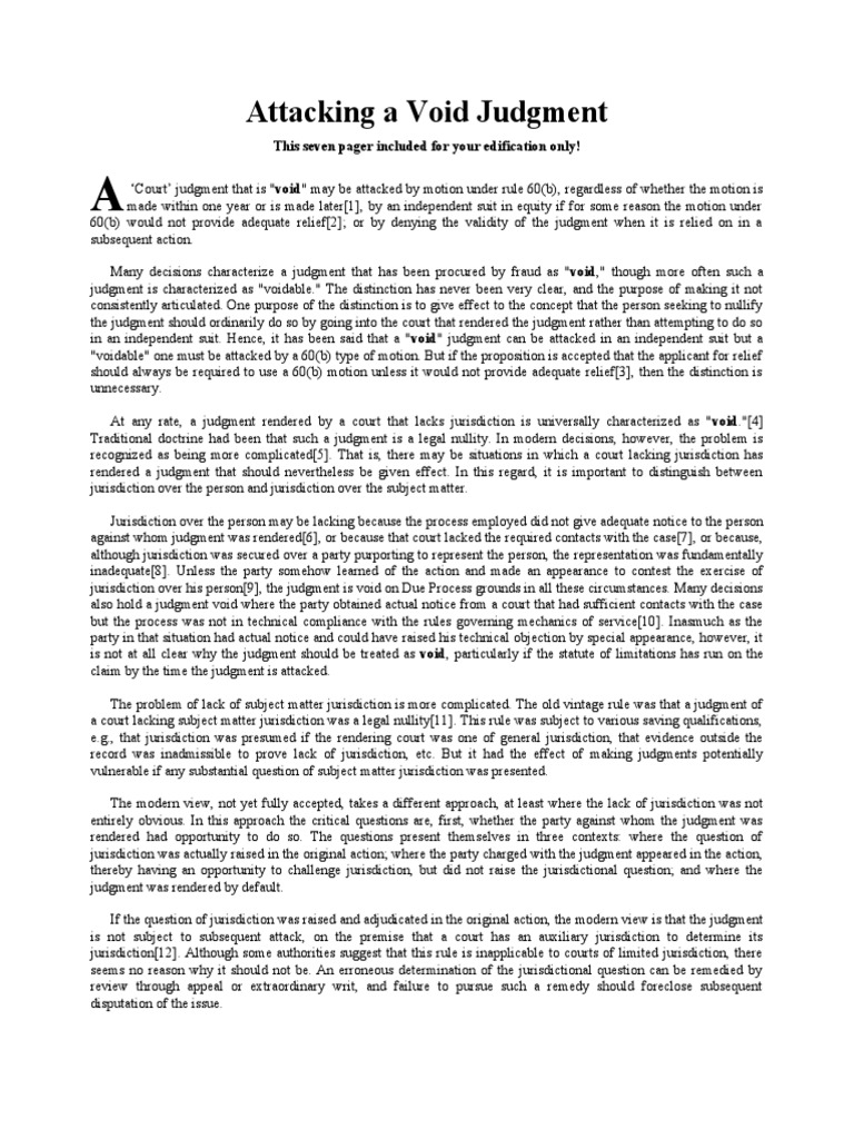 8 Attacking A Void Judgment 7 Pgs | PDF | Judgment (Law) | Res Judicata