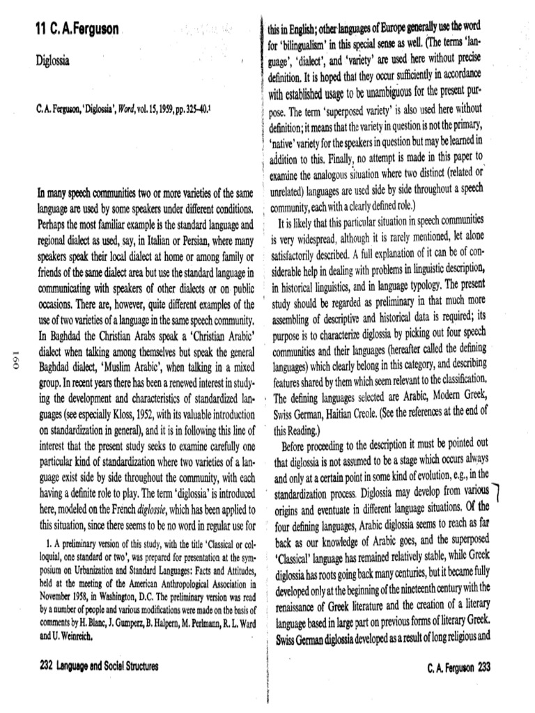 Ferguson 1959 Diglossia | PDF