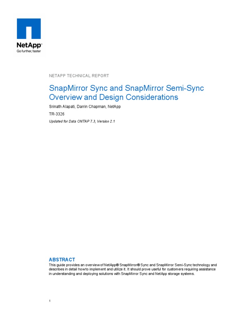 Tr-3326 - SnapMirror Sync and SnapMirror Semi-Sync | PDF | Replication ...