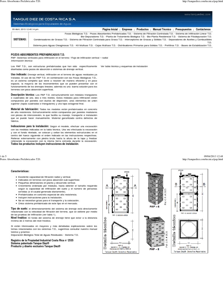Pozos Absorbentes Prefabricados T.D | PDF | Filtración | Suelo