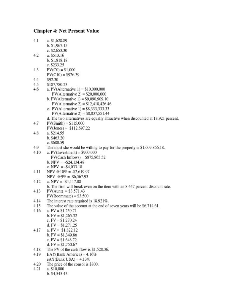 Chapter 4: Net Present Value | PDF