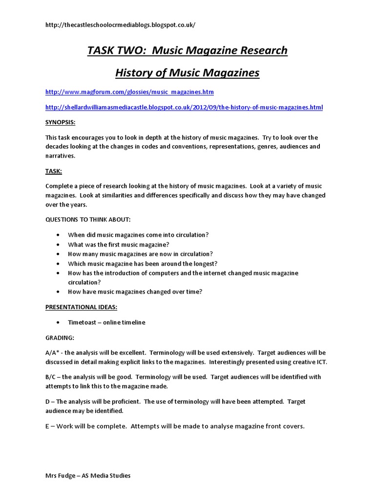 History of Music Magazines Research | PDF