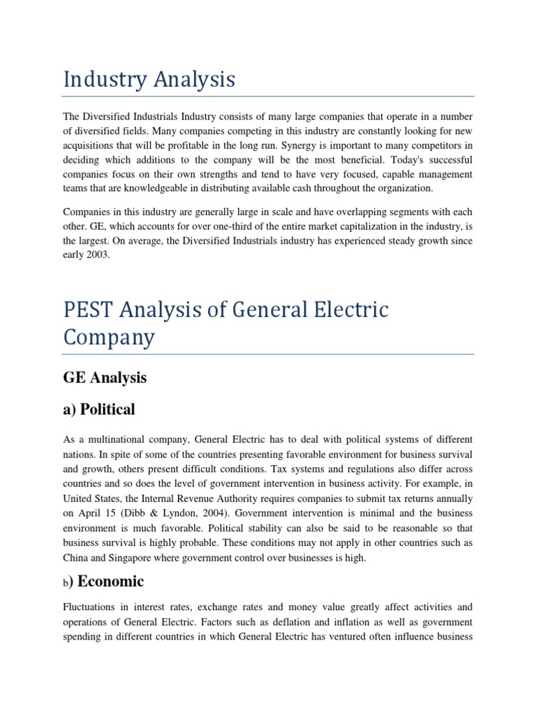 GE Industry Analysis | PDF | General Electric | Competition