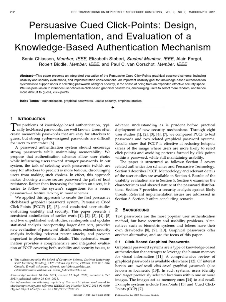 Persuasive Cued Click-Points Design | PDF | Password | Usability