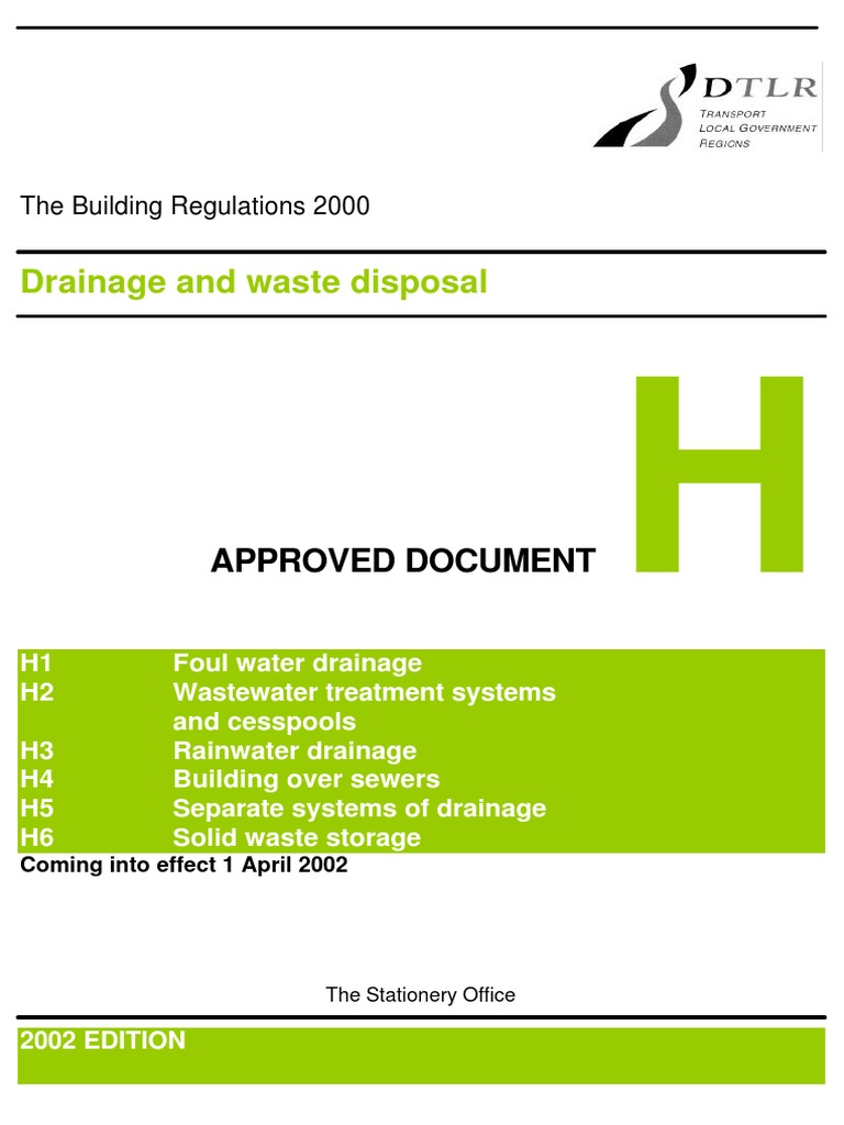 Approved Document H - Drainage and Waste Disposal PDF | PDF