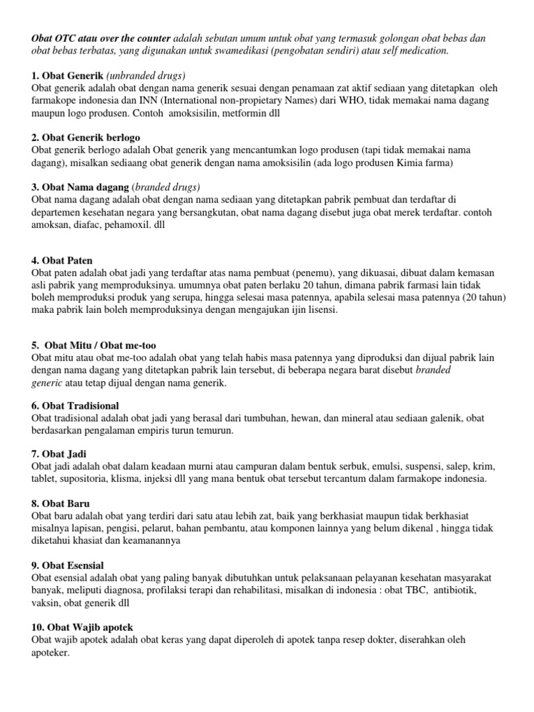 Obat OTC Atau Over The Counter Adalah Sebutan Umum Untuk Obat Yang ...