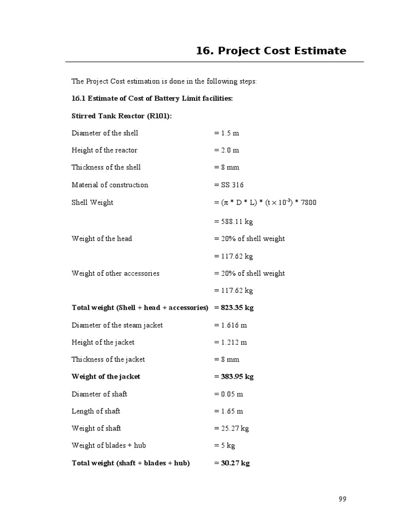 16 Project Cost Estimate | PDF | Shell (Projectile) | Inventory