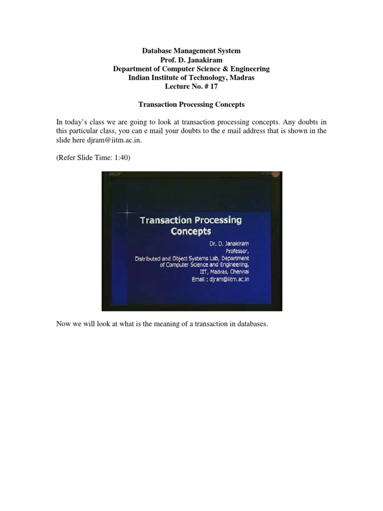 Lec 17 | PDF | Database Transaction | Debits And Credits