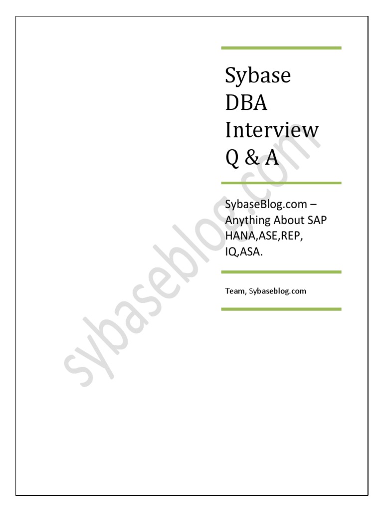Sybase DBA Interview Q | PDF | Databases | Database Index Sybase DBA Interview Q | PDF | Databases | Database Index
