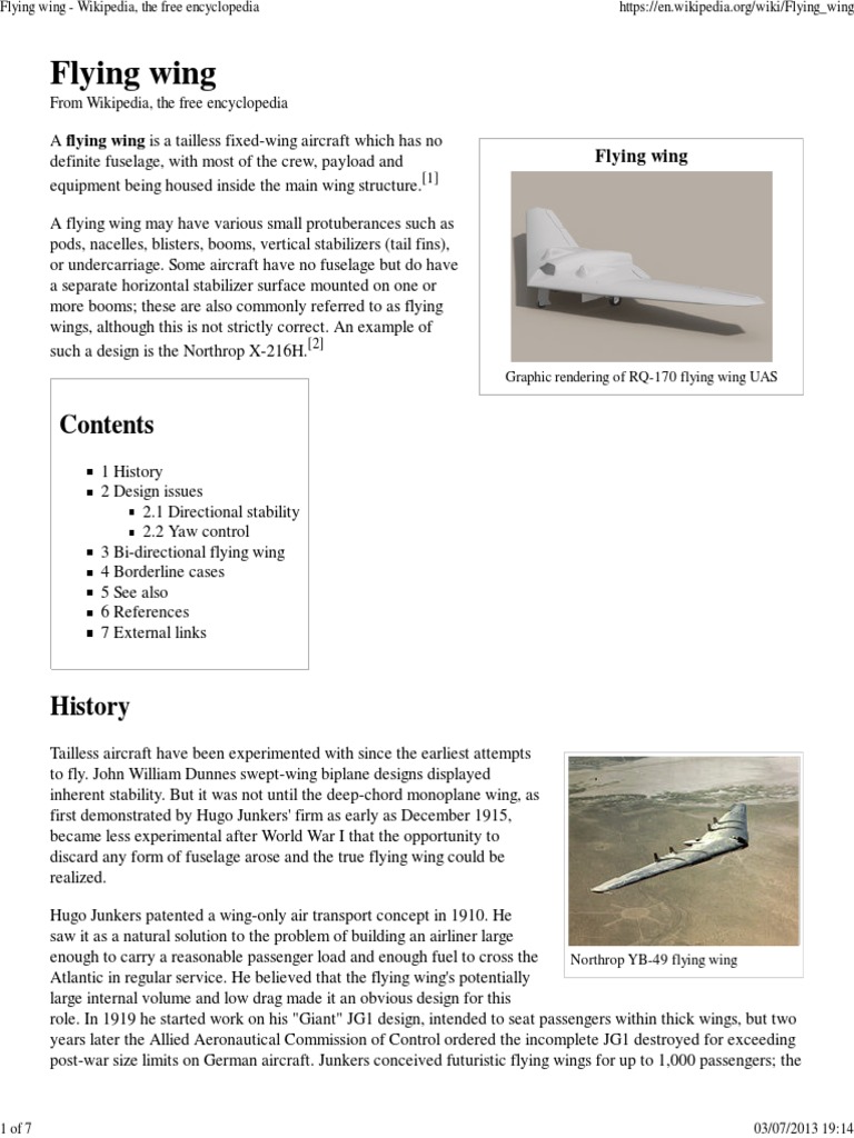 Flying Wing | PDF | Lift (Force) | Spaceflight Technologies