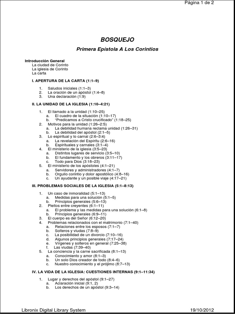 Bosquejo 1 Corintios PDF | PDF | La resurrección de Jesús | Iglesia cristiana
