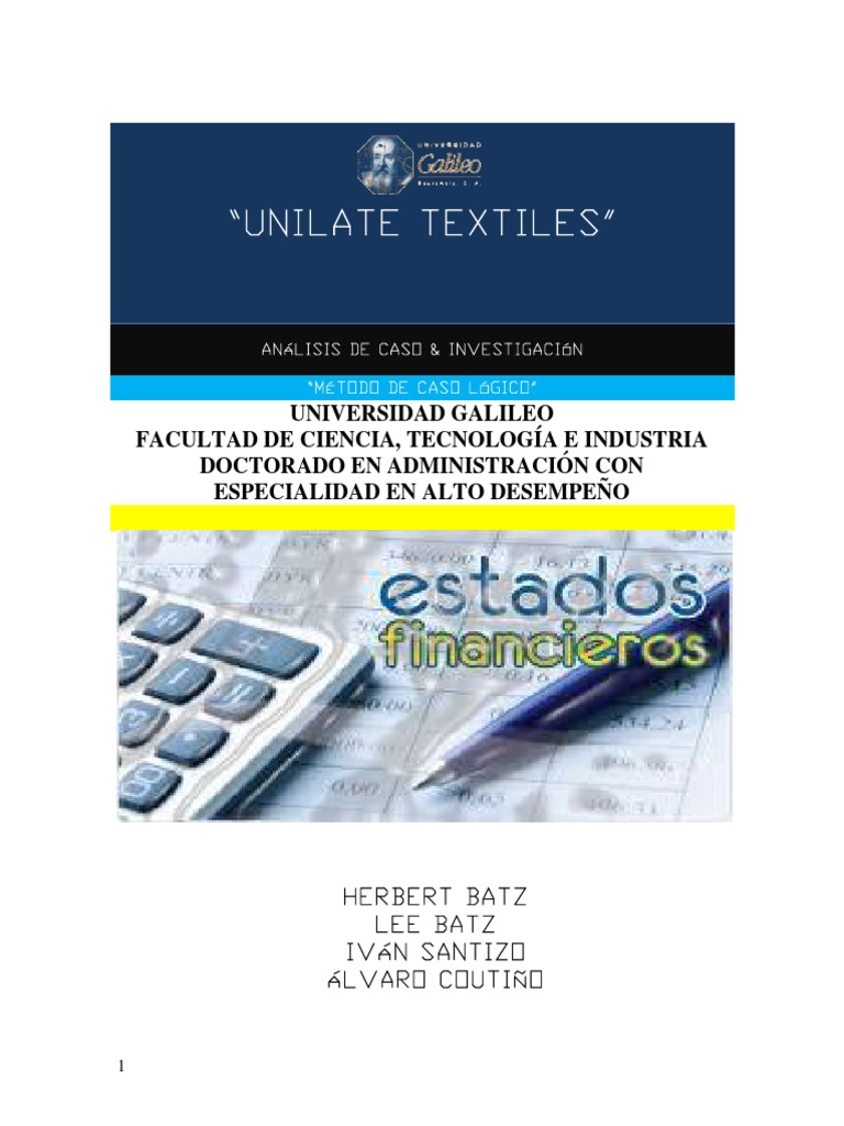 Metodo de Caso Lógico Unilate Textiles | PDF | Rentabilidad sobre ...