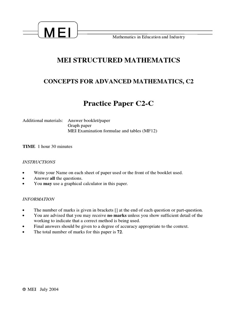 Mathematics Core 2C2-C | PDF | Sine | Line (Geometry)