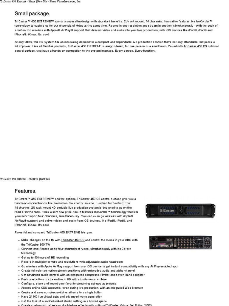 TriCaster 450 Extreme PDF | PDF | Video | Streaming Media