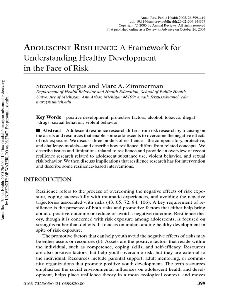 Adolescent Resilience | PDF | Psychological Resilience | Adolescence