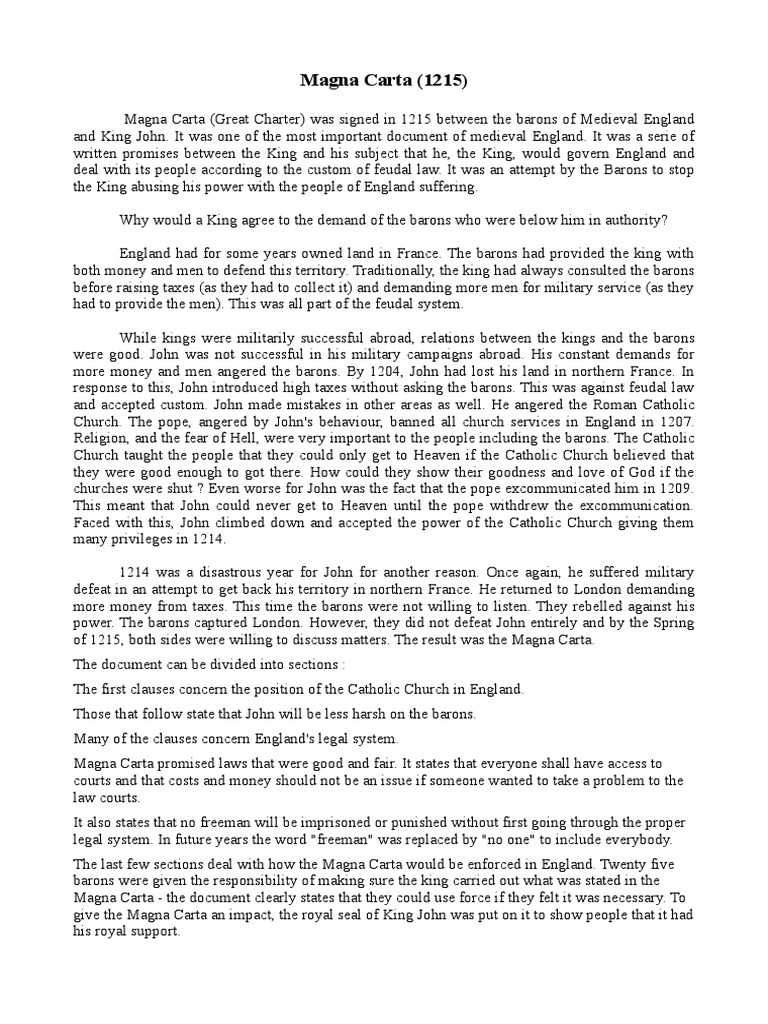 Magna Carta 1215 | PDF
