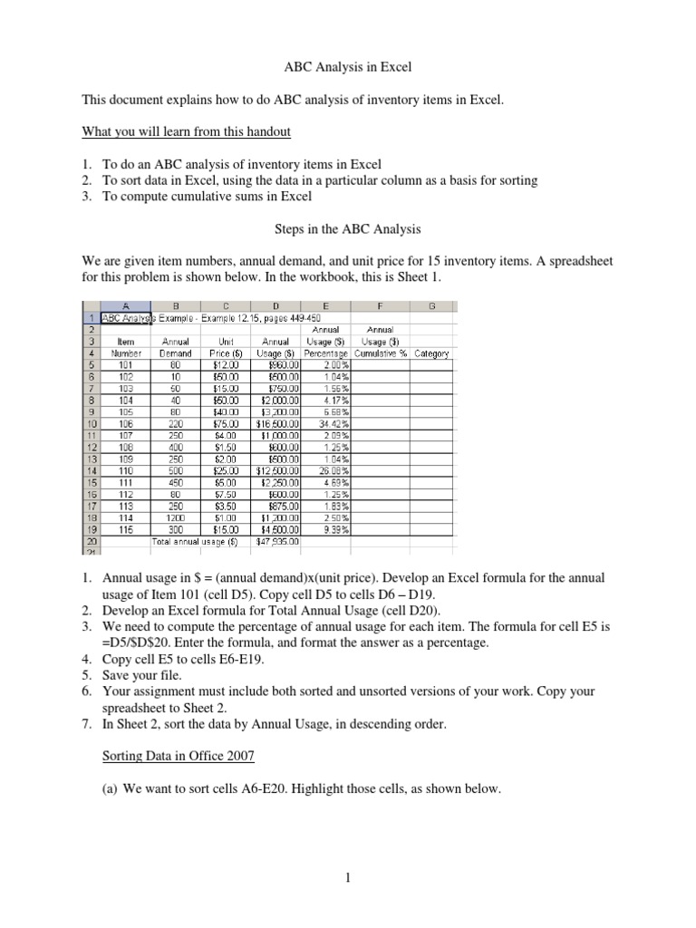 ABC Analysis Excel New2 | PDF
