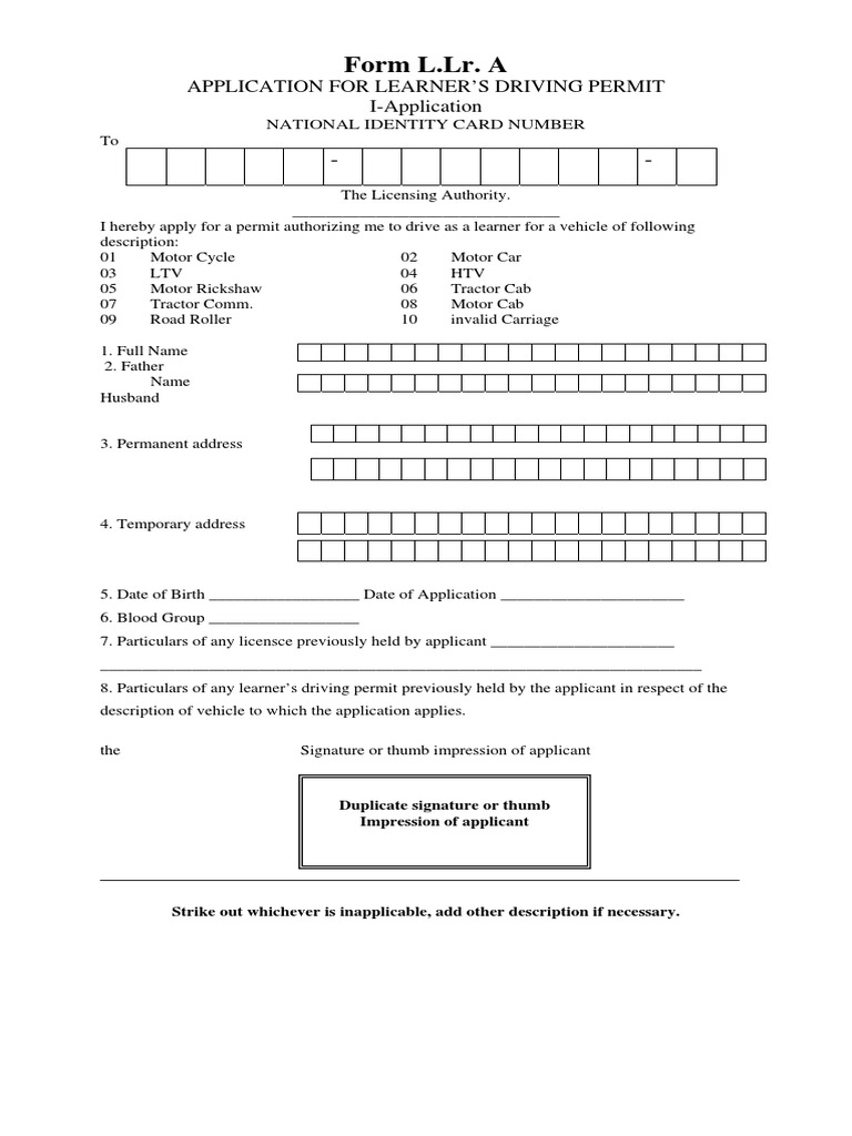 FORM Learners Driving Permit | PDF | Identity Document | Vehicles