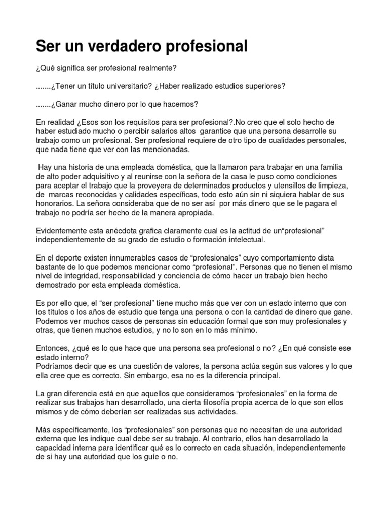 Ser Profesional | PDF