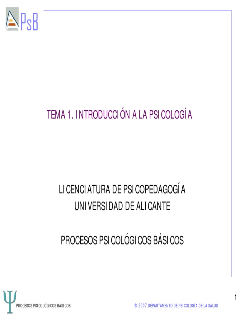 Tema 1 - Procesos Psicológicos Basicos | PDF