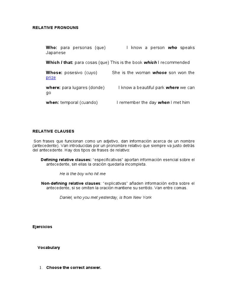 Relative Pronouns | PDF | Syntactic Relationships | Semiotics