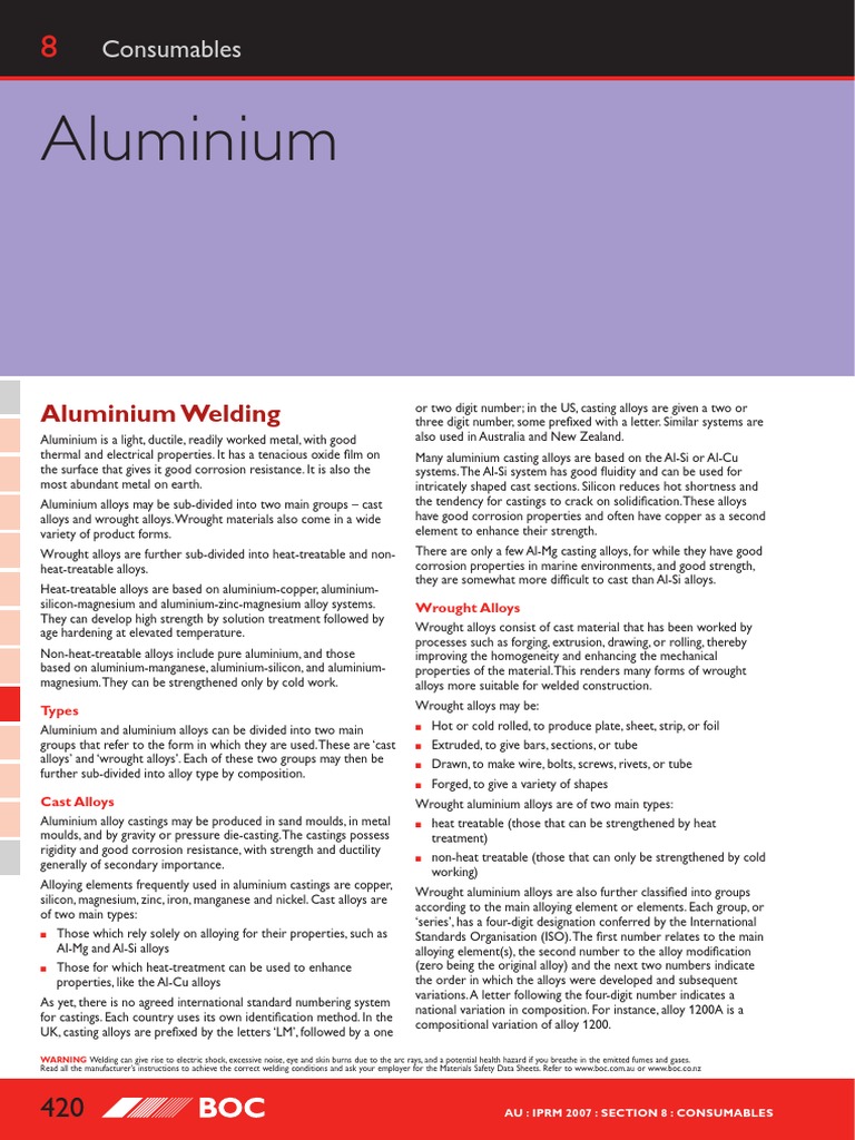 Welding Consumables Aluminium | PDF