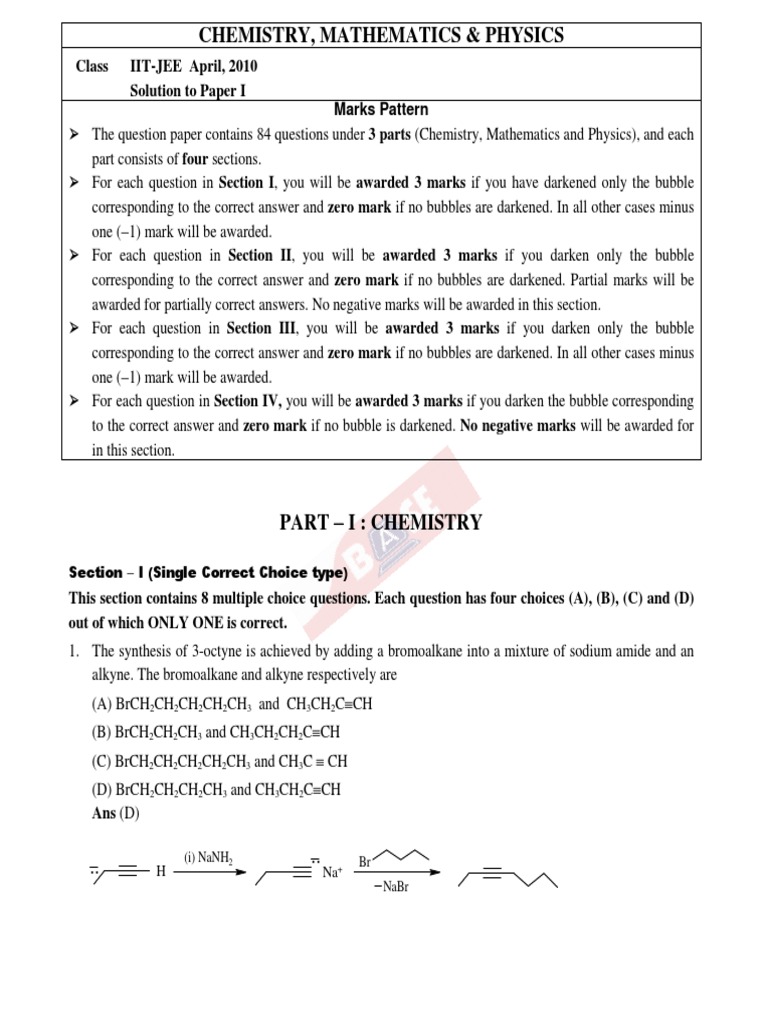 Chemistry, Mathematics & Physics: Class IIT-JEE April, 2010 Solution To ...