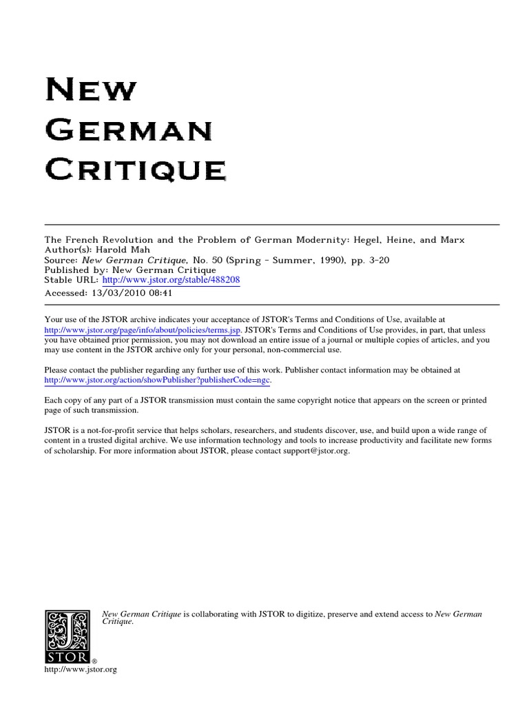 The French Revolution and The Problem of German Modernity Hegel, Heine ...