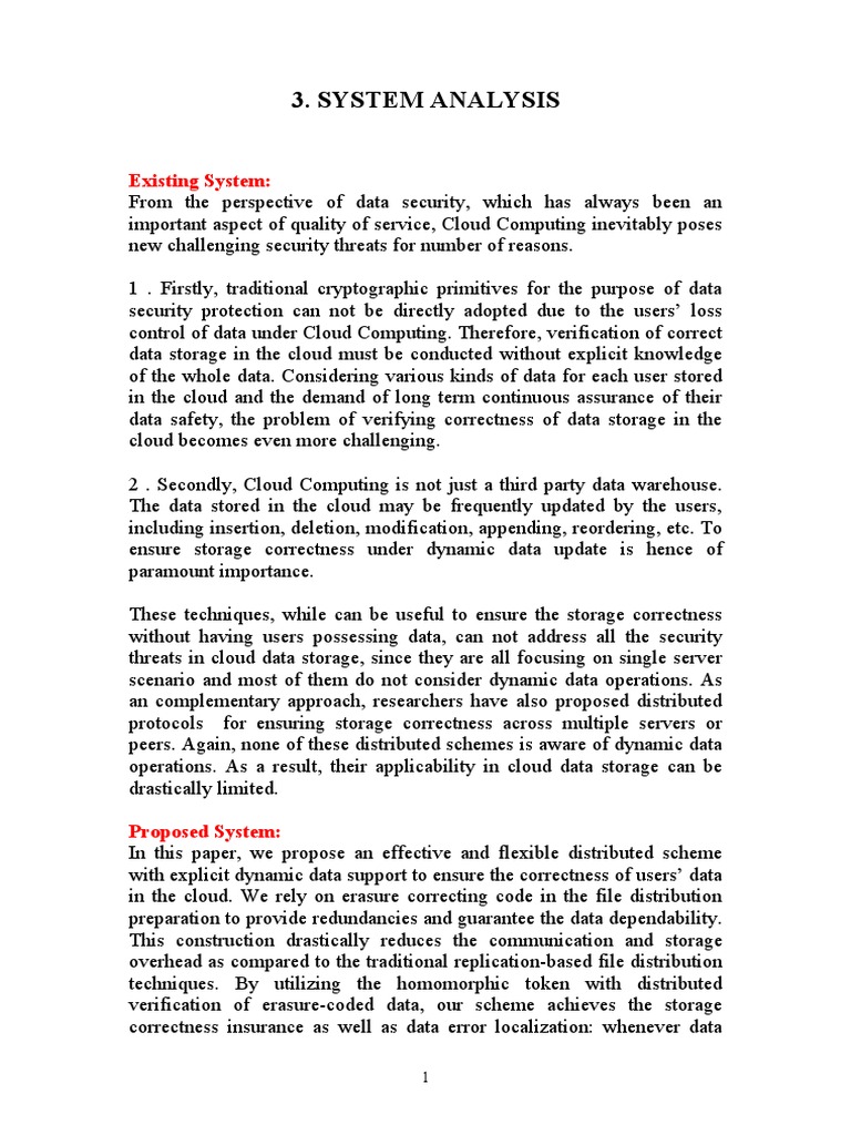 System Analysis | PDF | Cloud Computing | Computer Data Storage